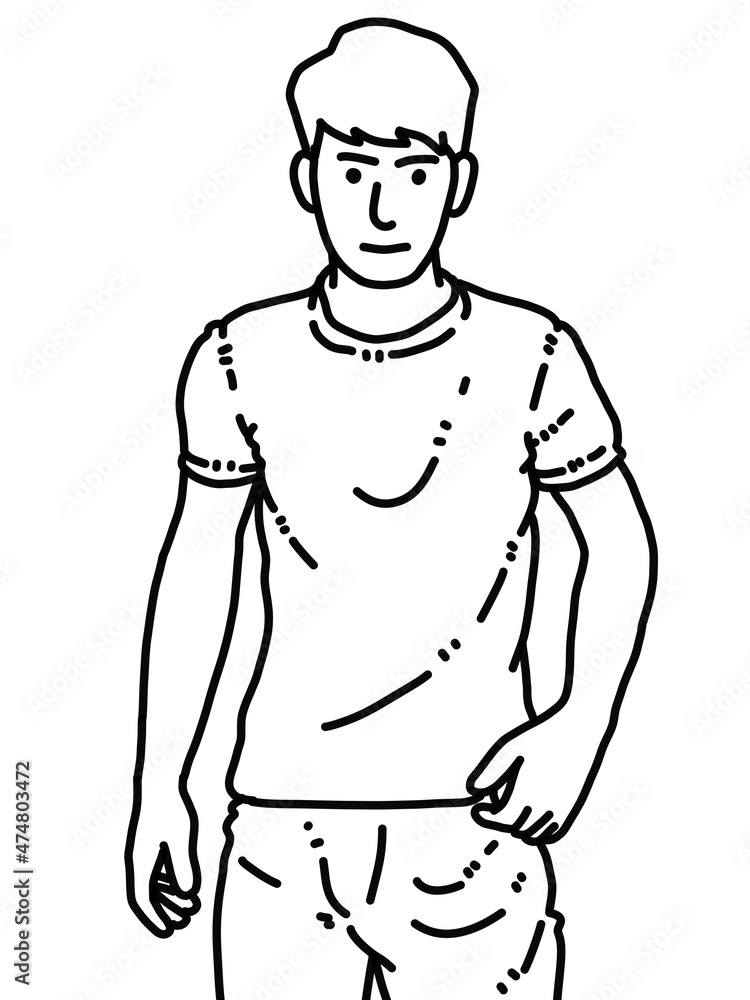 black and white of man cartoon for coloring Stock Illustration | Adobe ...