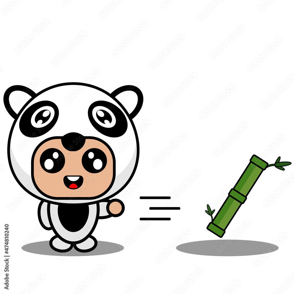 cartoon vector illustration of cute panda animal mascot costume ...