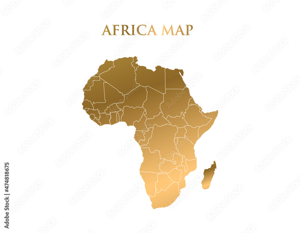 Gold africa map High Detailed on white background. Abstract design ...