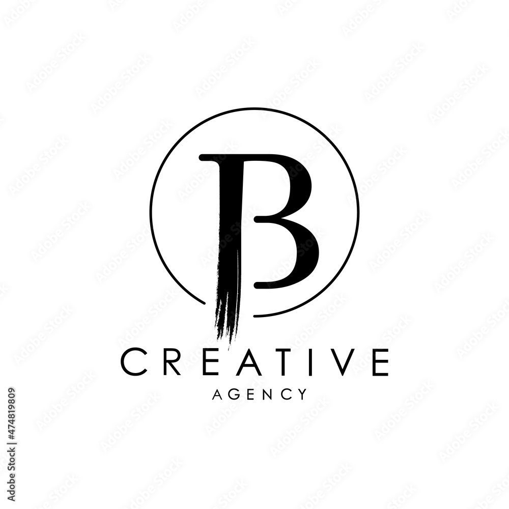 B Brush Stroke Letter Logo Design. Black Paint Logo Letter Icon with ...