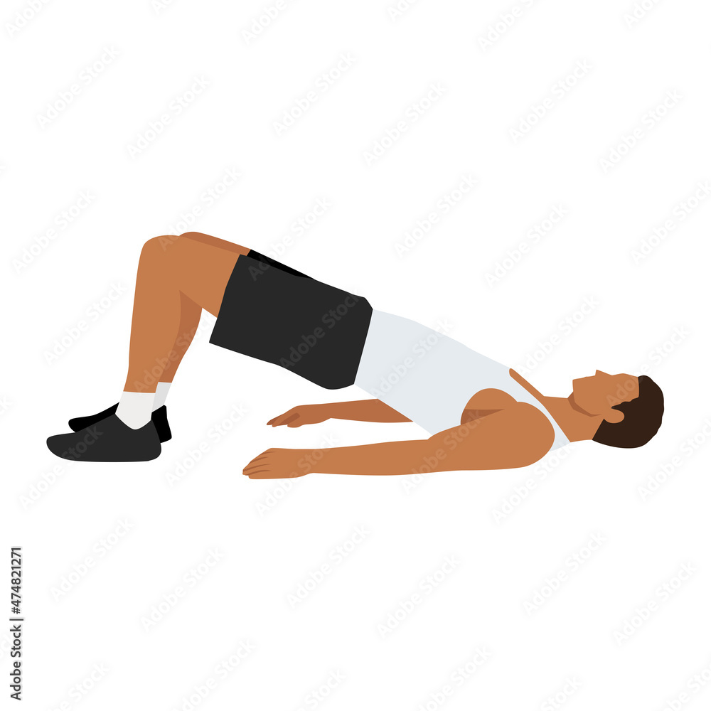 Man doing hamstring walkout exercise. Flat vector illustration isolated ...