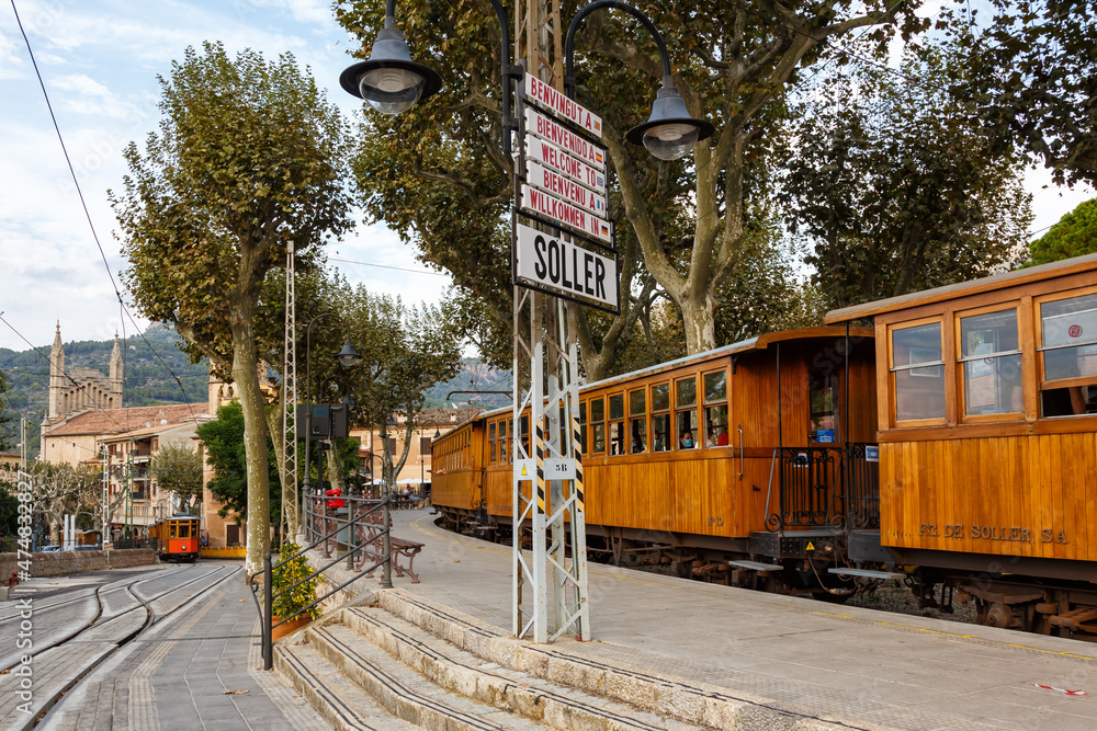 Ancient train Tren de Soller public transport transit transportation at ...