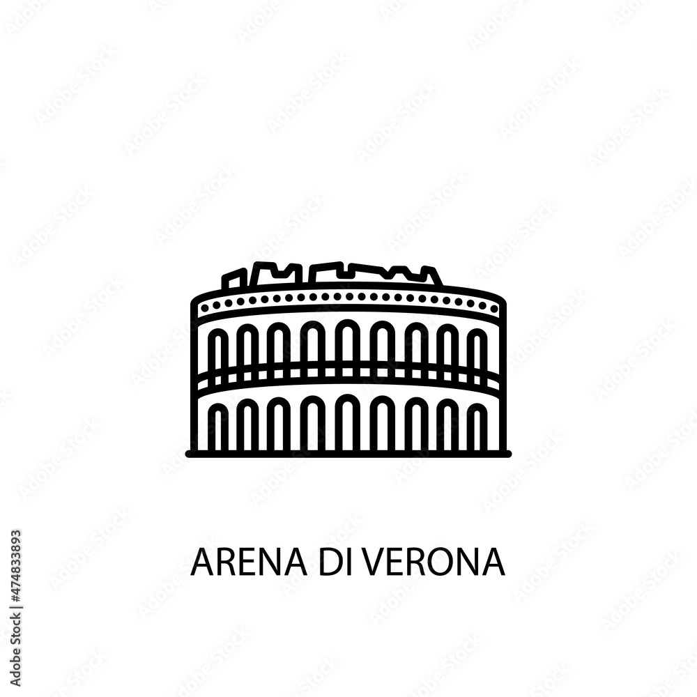 Vecteur Stock Arena Di Verona, Italy, Verona Outline Illustration in ...