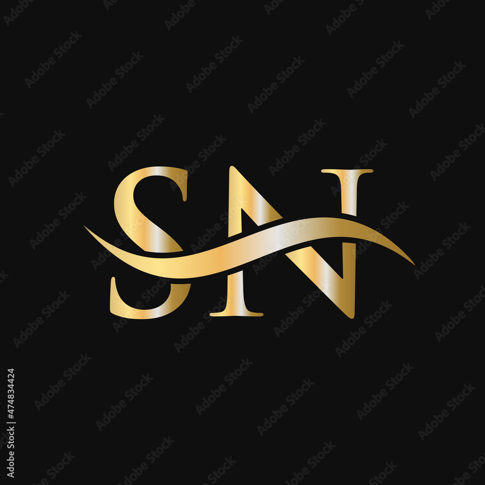 Vetor de Letter SN Logo Design Template. SN, S N Letter Logo Modern ...