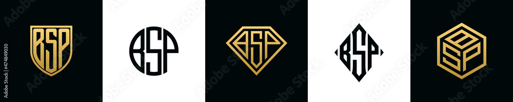Initial letters BSP logo designs Bundle Stock Vector | Adobe Stock