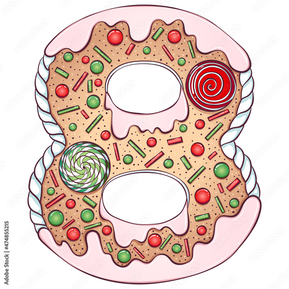 Serial number 8. Gingerbread Cookies in the form of number eight ...