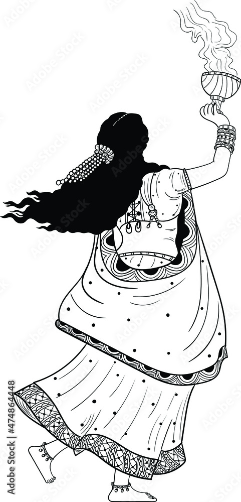 Dancing Bengali woman doing Dhunuchi dance on occasion of Durga Puja in ...