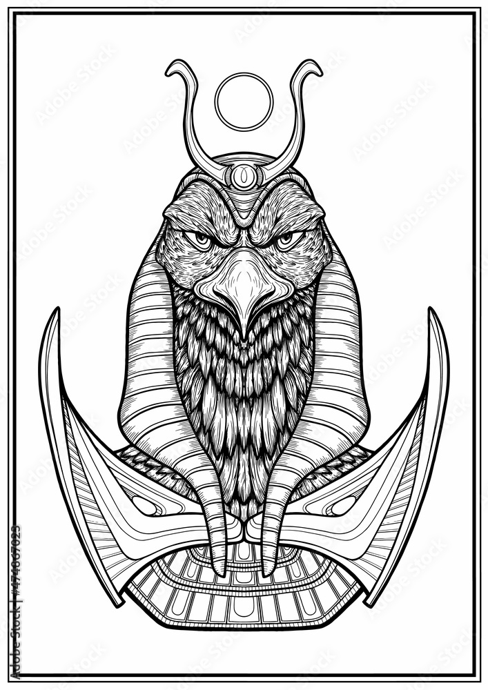 Egyptian Sun God - Ra without a background, an isolated bust of a ...