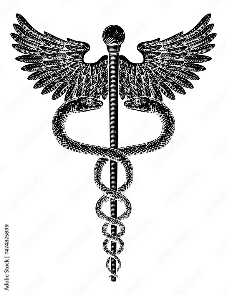 Caduceus Vintage Doctor Medical Snakes Symbol Stock Vector | Adobe Stock