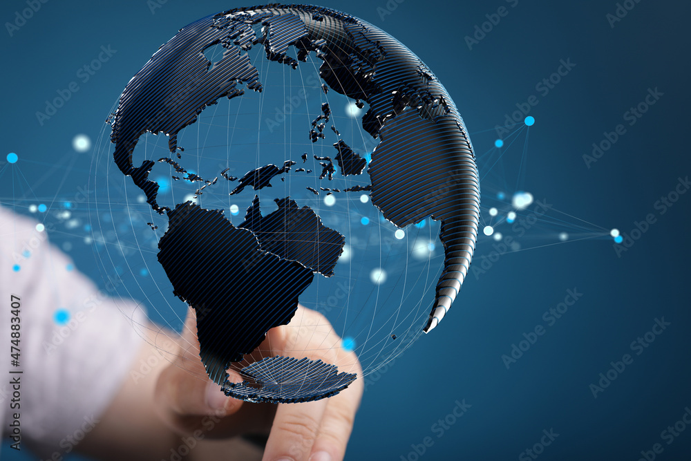 World map point, line, composition, representing the global, Global ...