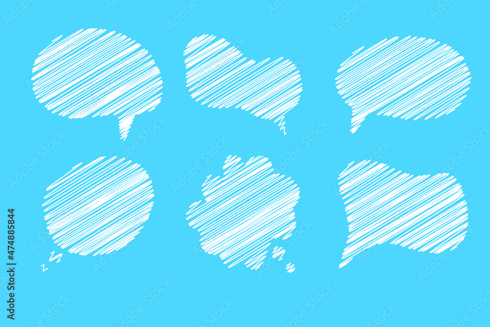 Speech bubble. Scribble frames. Hand drawn effect illustration. Sketch ...