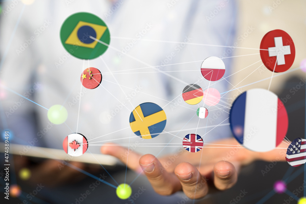 World map with all states and their flags Stock Photo | Adobe Stock