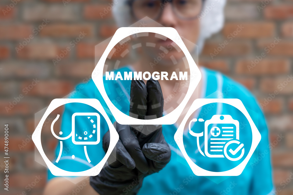 Concept of Mammography. Medical x-ray procedure female chest ...