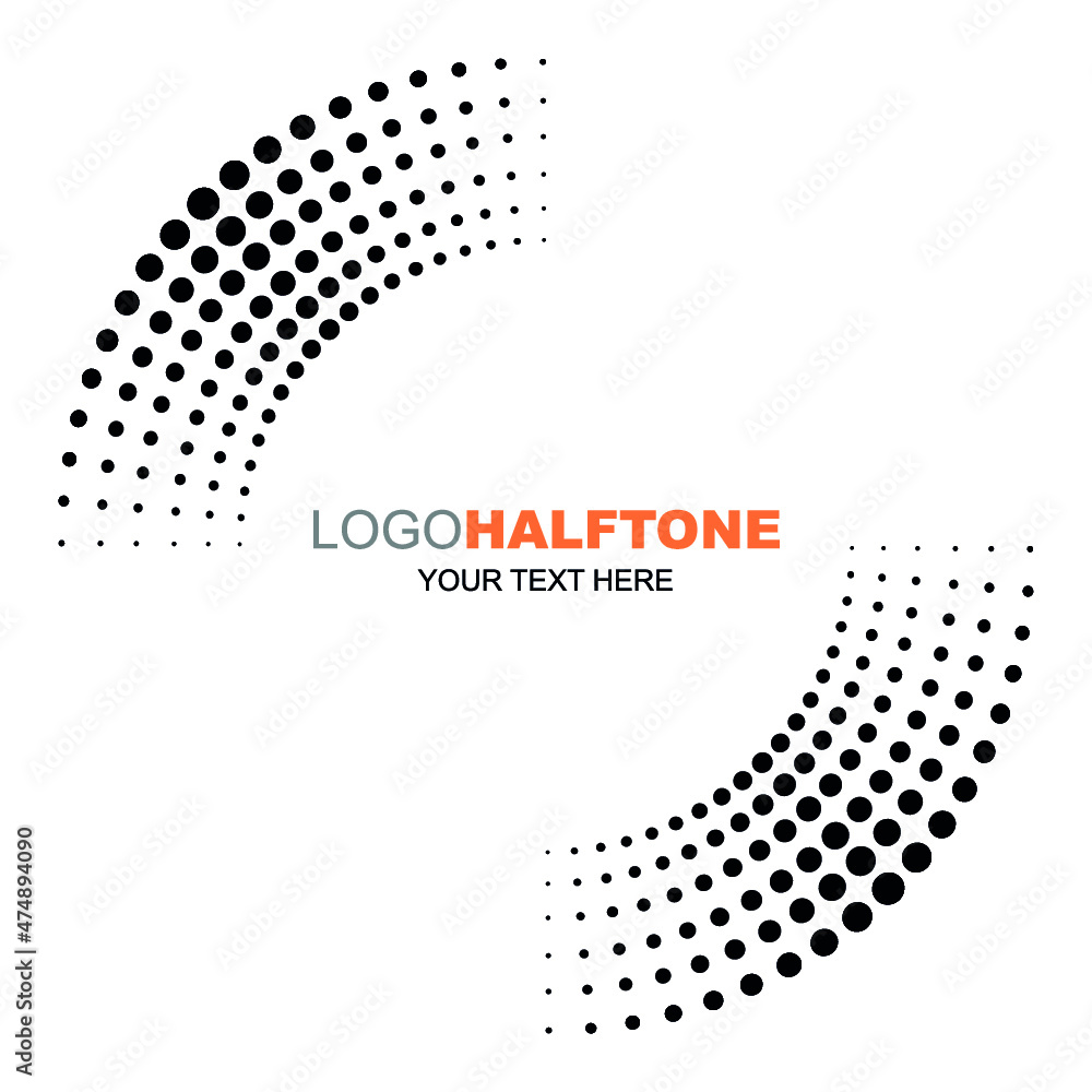 Abstract curve shaped with halftone technic printing, vector ...