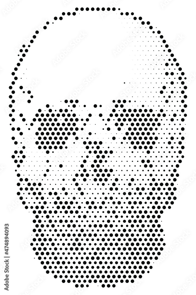 Abstract halftone with human body shape, skull head, vector ...