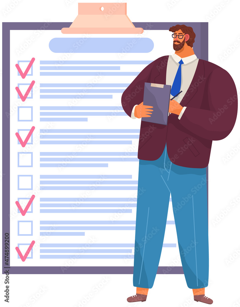 Month scheduling, to do list, time management. Businessman stands near ...