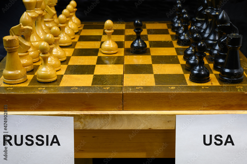 Russia vs USA, chess like geopolitics game. Stock Photo | Adobe Stock