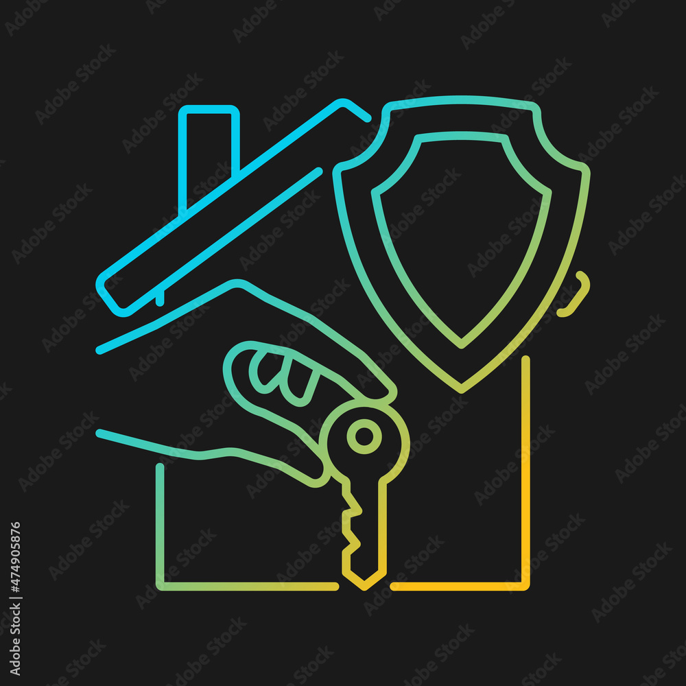 Renters insurance gradient vector icon for dark theme. Tenant insurance ...