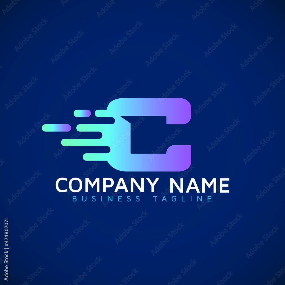 Letter C Speed motion fast Logo Design initial letter c icon Element ...
