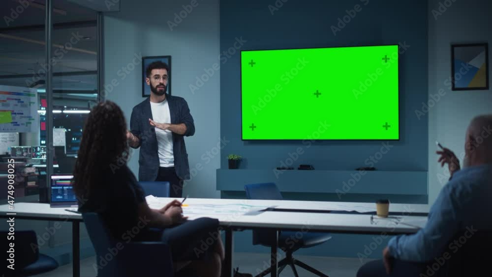 Company Operations Manager Holds Meeting Presentation for a Team of ...