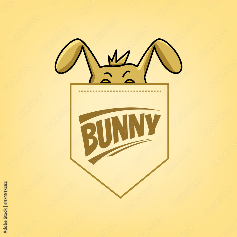 bunny character inside the pocket. cartoon character vector ...