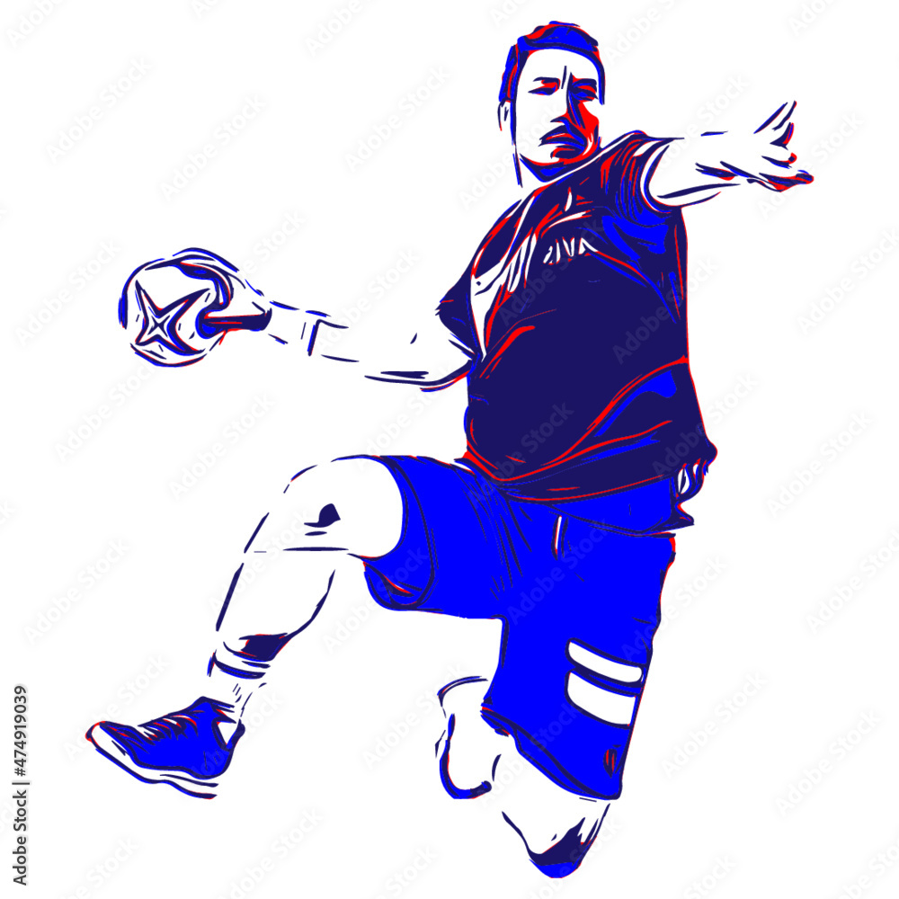 Dessin, illustration, handball player Stock Vector | Adobe Stock