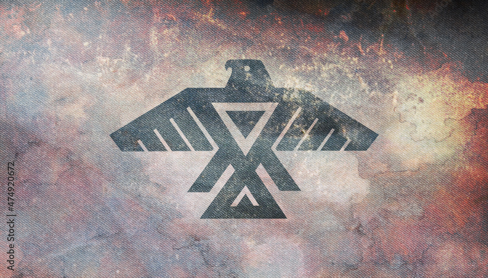 Top view of retro flag of Anishinabe, Canada with grunge texture ...