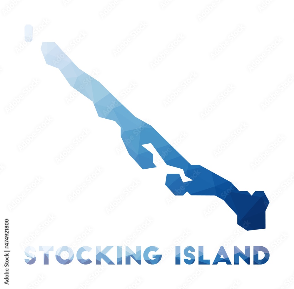 Low poly map of Stocking Island. Geometric illustration of the island ...