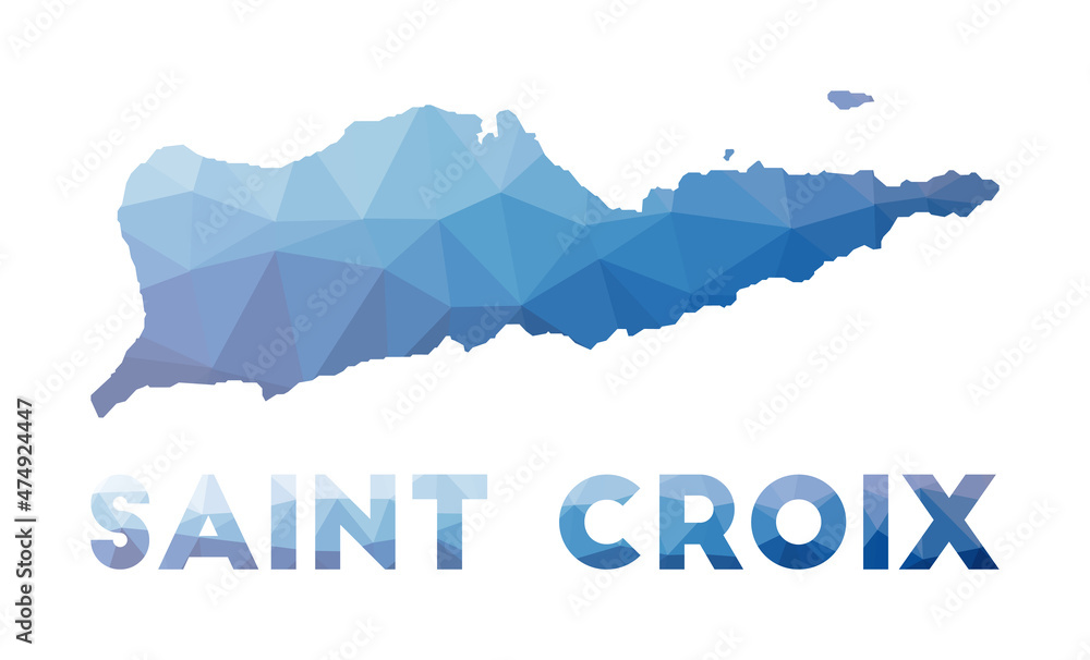 Low poly map of Saint Croix. Geometric illustration of the island ...