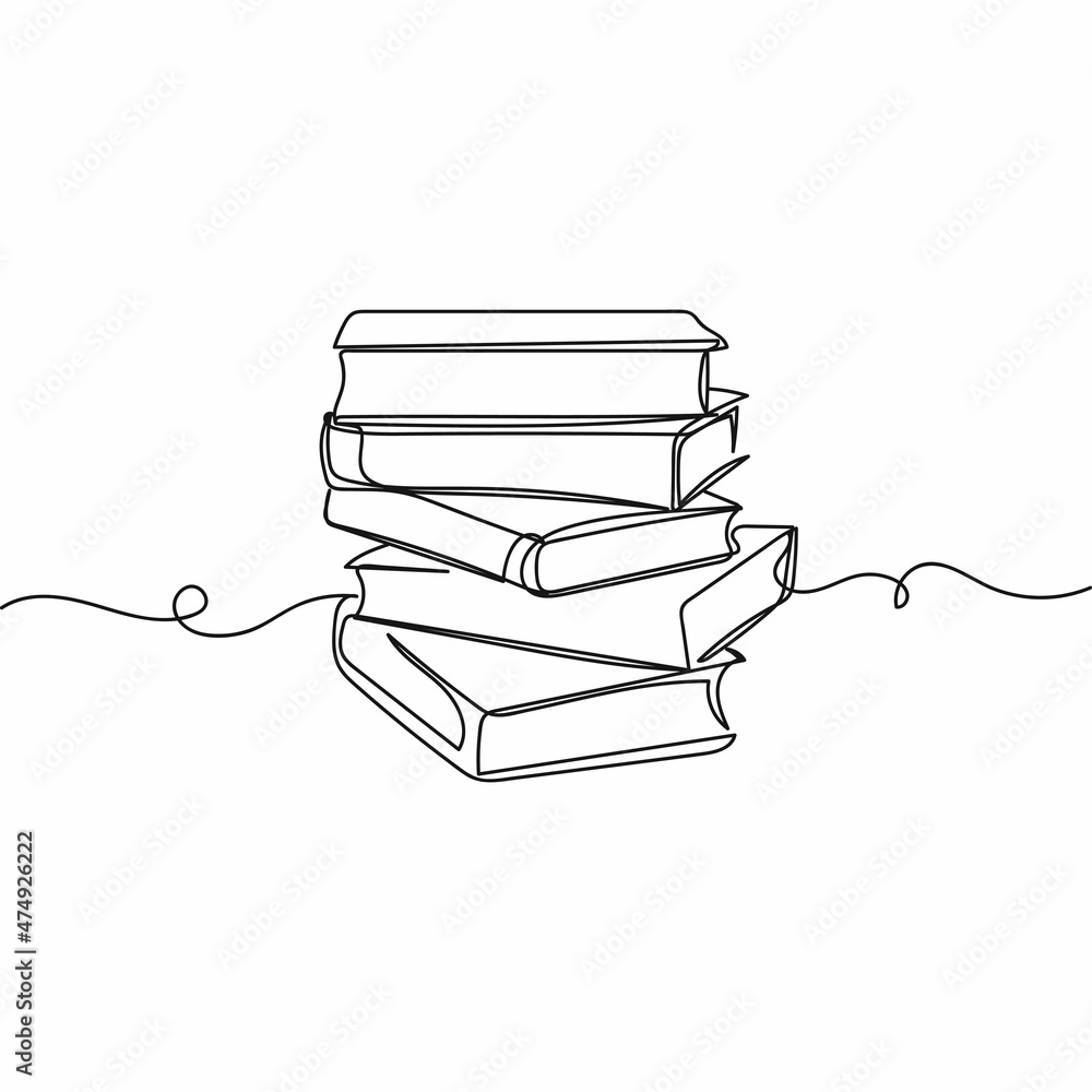 Vector abstract continuous one single simple line drawing icon of stack ...