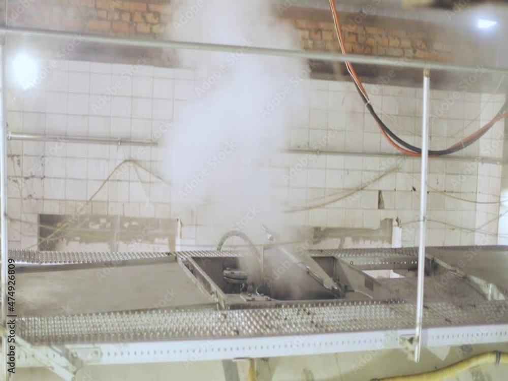 Tanker is in chemical cleaning. Cleaning the truck tank from the inside ...