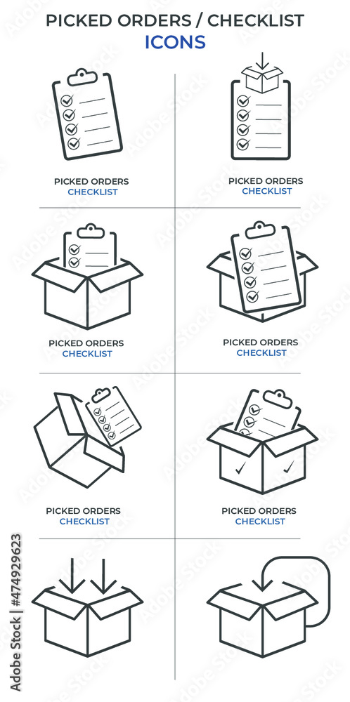 Vecteur Stock Clipboard checklist document for picked orders. Vector ...