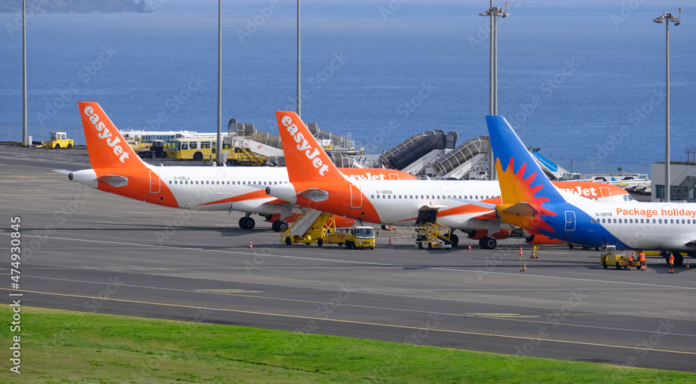 Airbus A320 Easyjet and Boeing 737 Jet2.com at Madeira Airport, Madeira ...