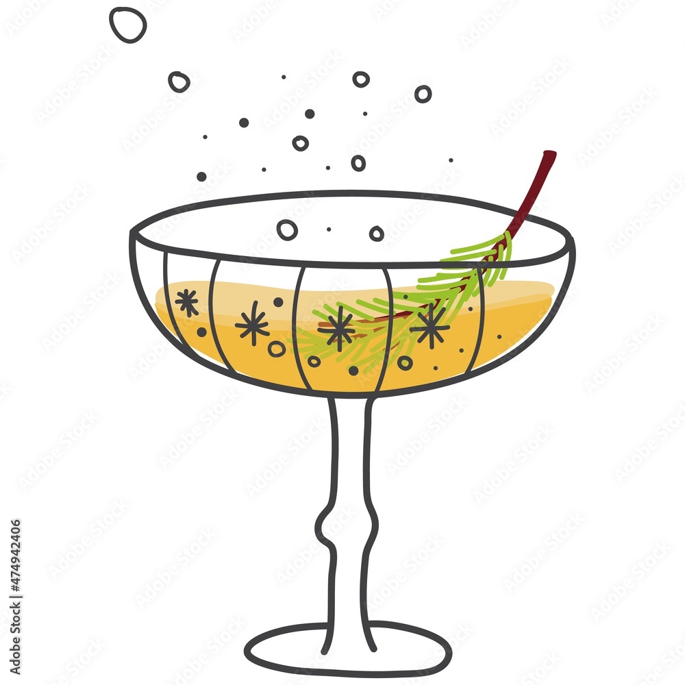 Cartoon minimal cocktail glass, celebration event drink , alcohol bar ...