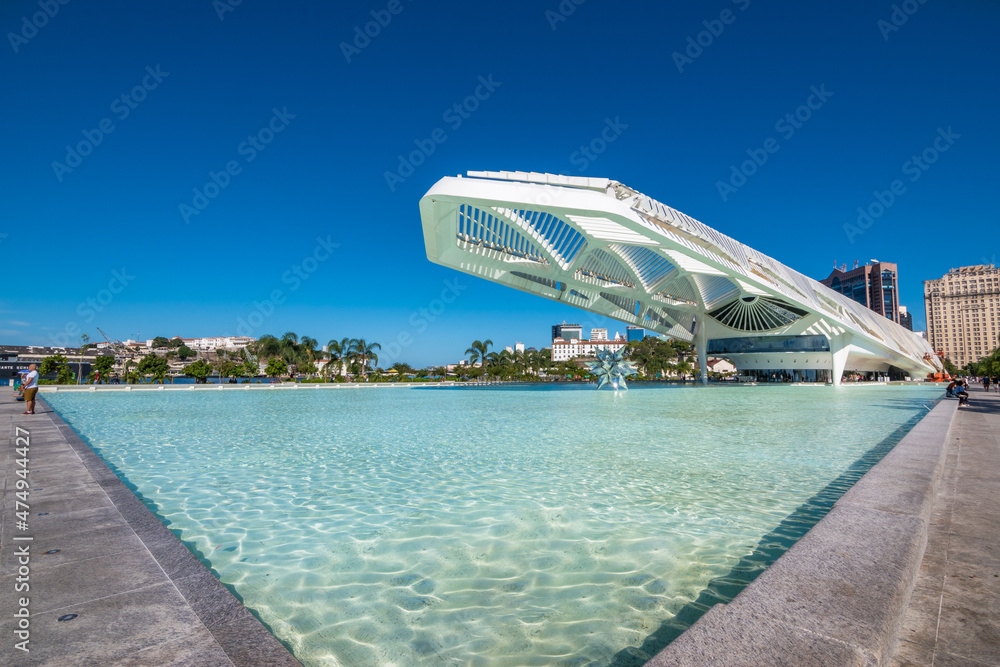 Rio de Janeiro, Brazil, May 2018 - side view of Museu do Amanhã, a ...