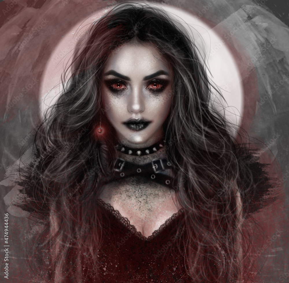 Dark Witch Gothic Art Print Vampire Woman Original Art Print Stock