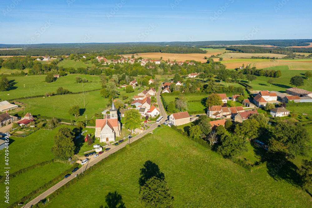 The traditional French village of Cuncy les Varzy and its church in ...