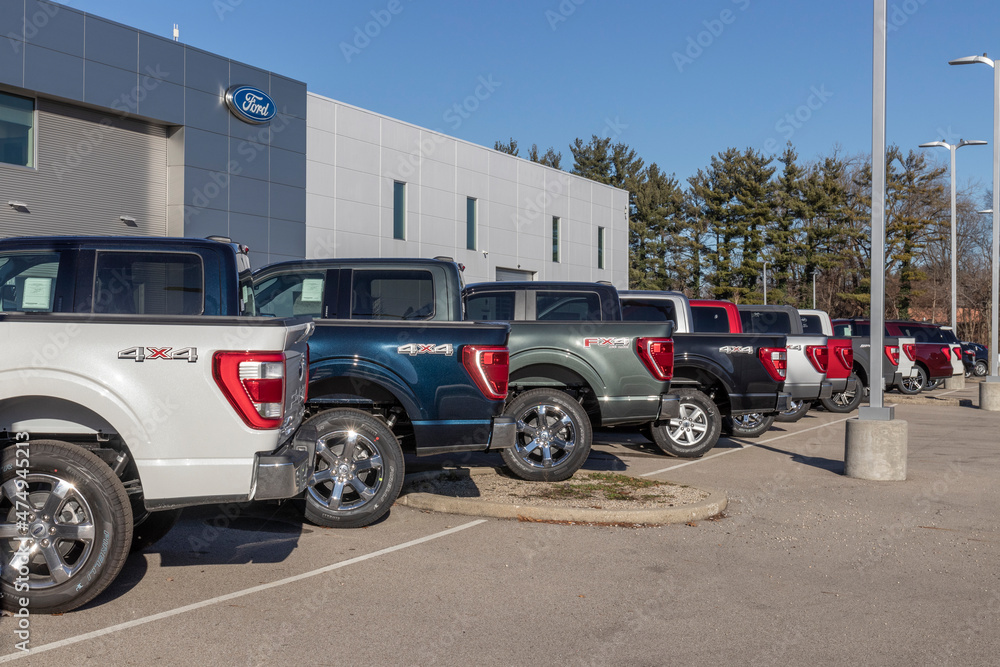 Ford F-150 display at a dealership. The Ford F150 is available in XL ...