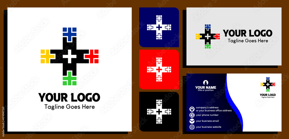 cross logo design template in cross, plus sign icon. business card ...