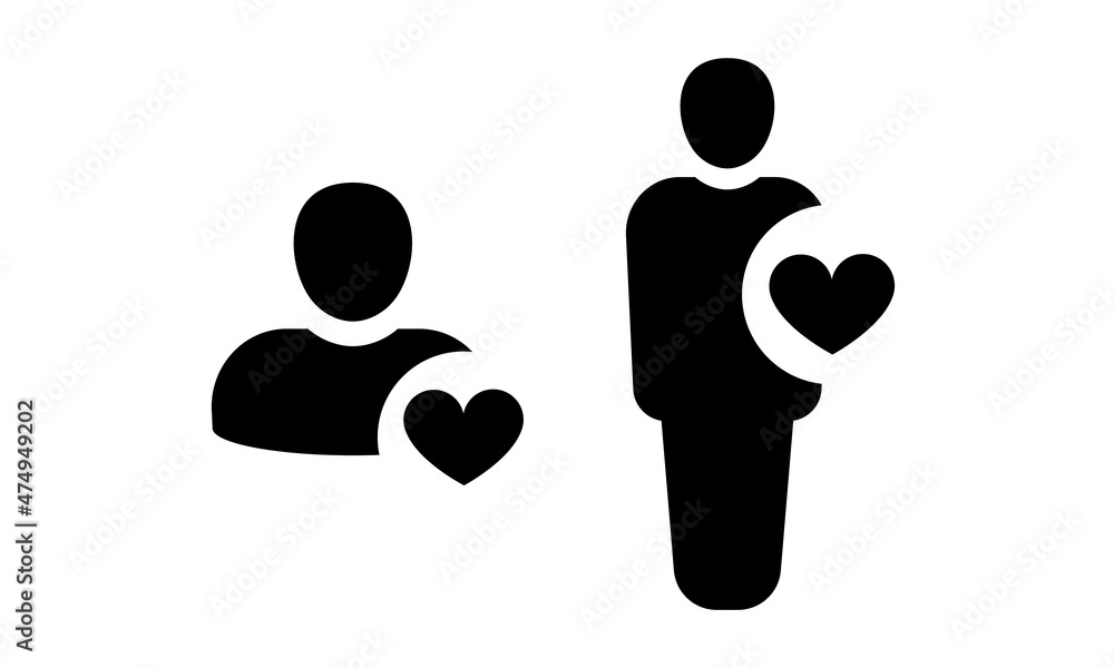Customer icon. people and hearts symbol, happy person , client ...