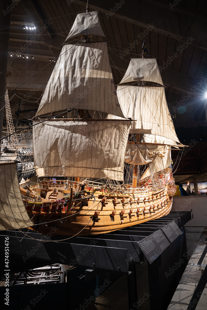 Model of The magnificent wooden Vasa warship salvaged from the sea and ...