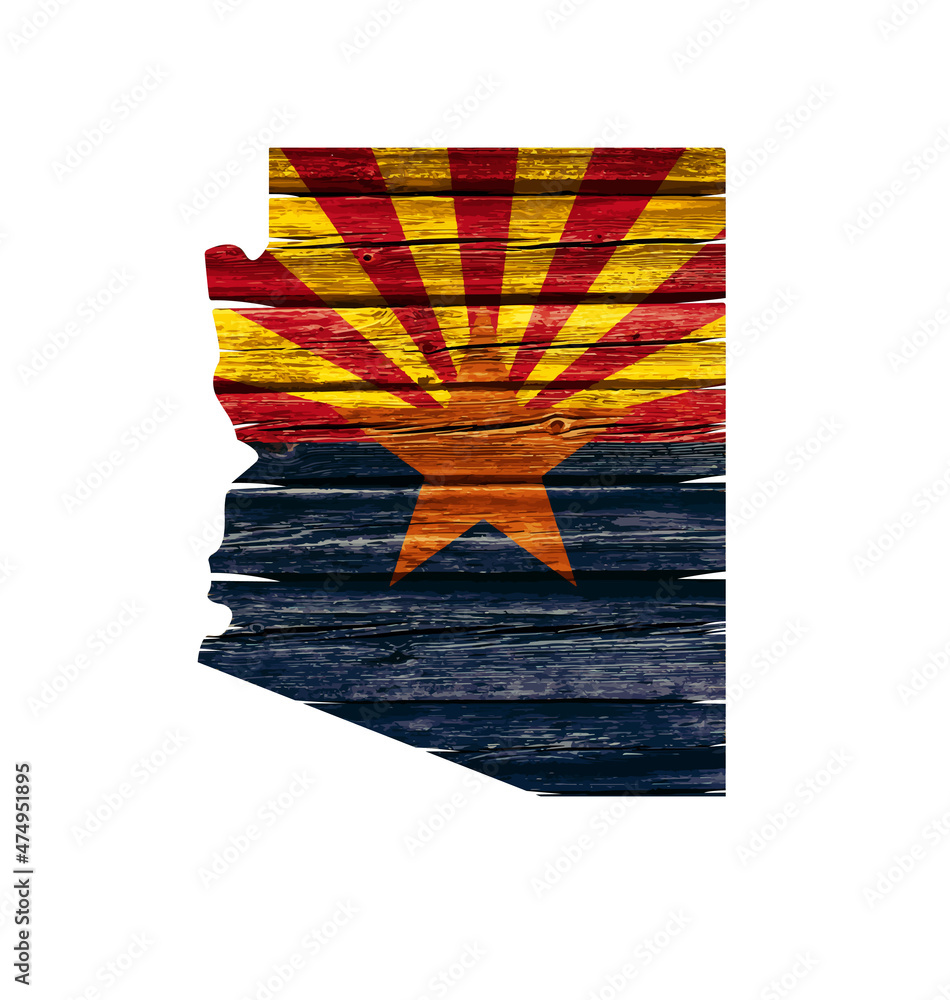 arizona flag map shape on old rustic timber Stock Vector | Adobe Stock