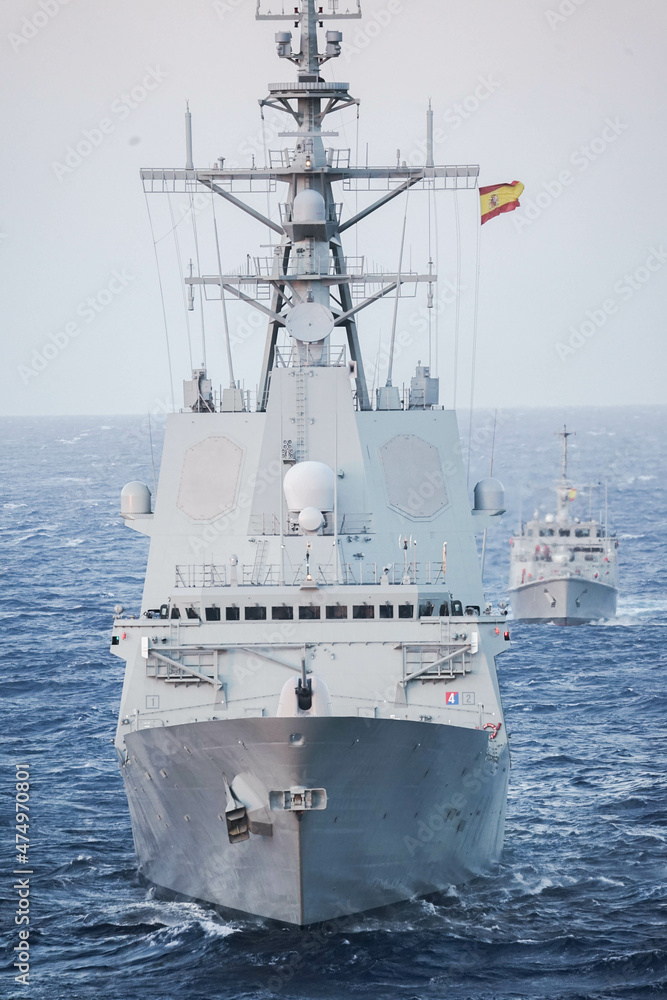 us nato navy military ships sailing at sea during a nato humanitarian ...