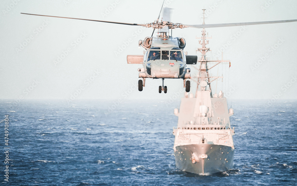 us nato navy military ships sailing at sea during a nato humanitarian ...