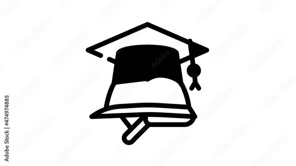 helmet and graduation cap animated line icon helmet and graduation cap ...