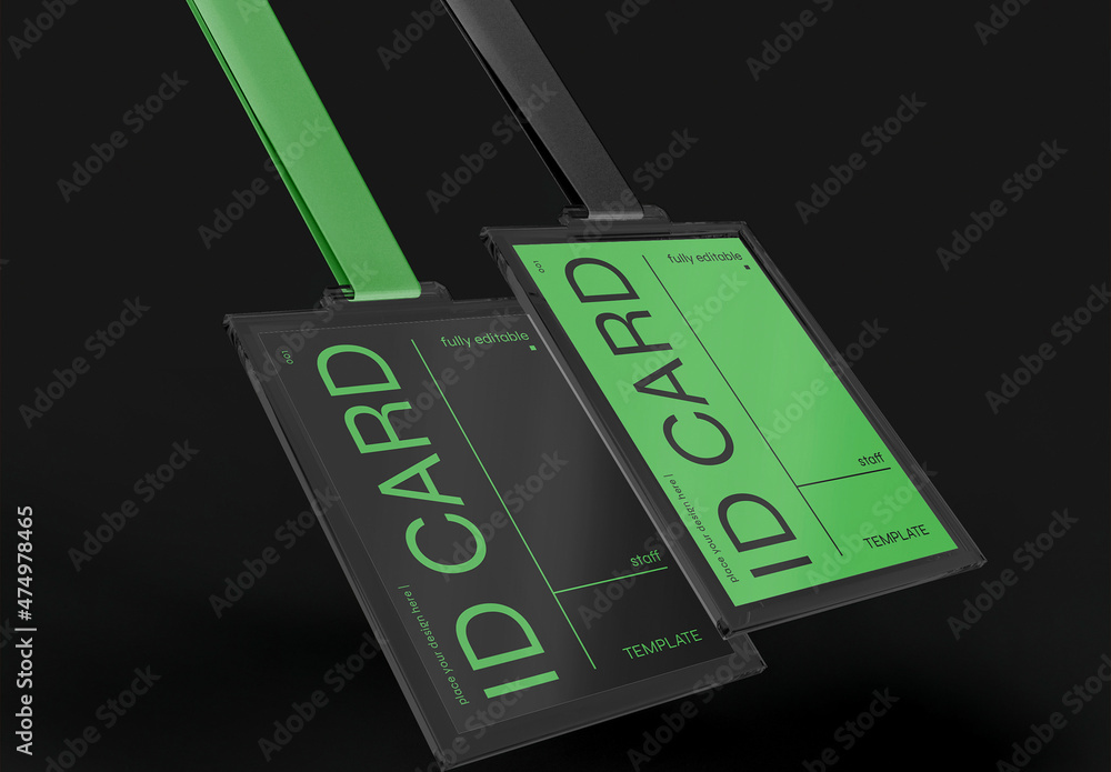 Two Hanging ID Cards Mockup Stock Template | Adobe Stock