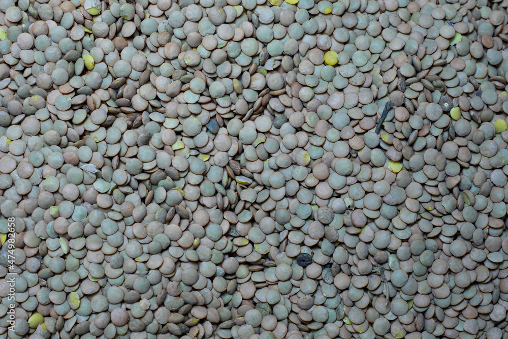 Pile of green lentil grains background surface texture Stock Photo ...