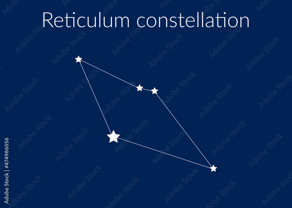 Reticulum zodiac constellation sign with stars on blue background of ...