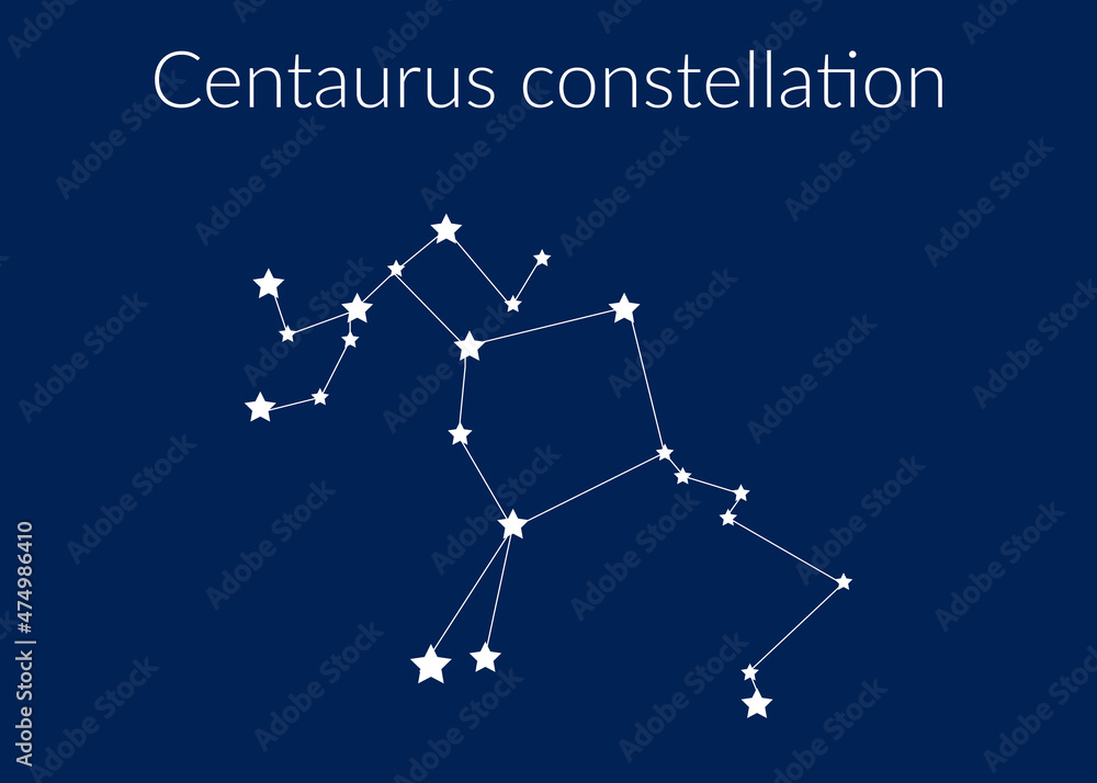 Centaurus zodiac constellation sign with stars on blue background of ...