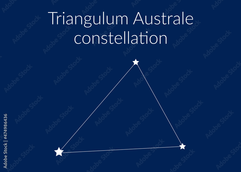 Triangulum Australe zodiac constellation sign with stars on blue ...